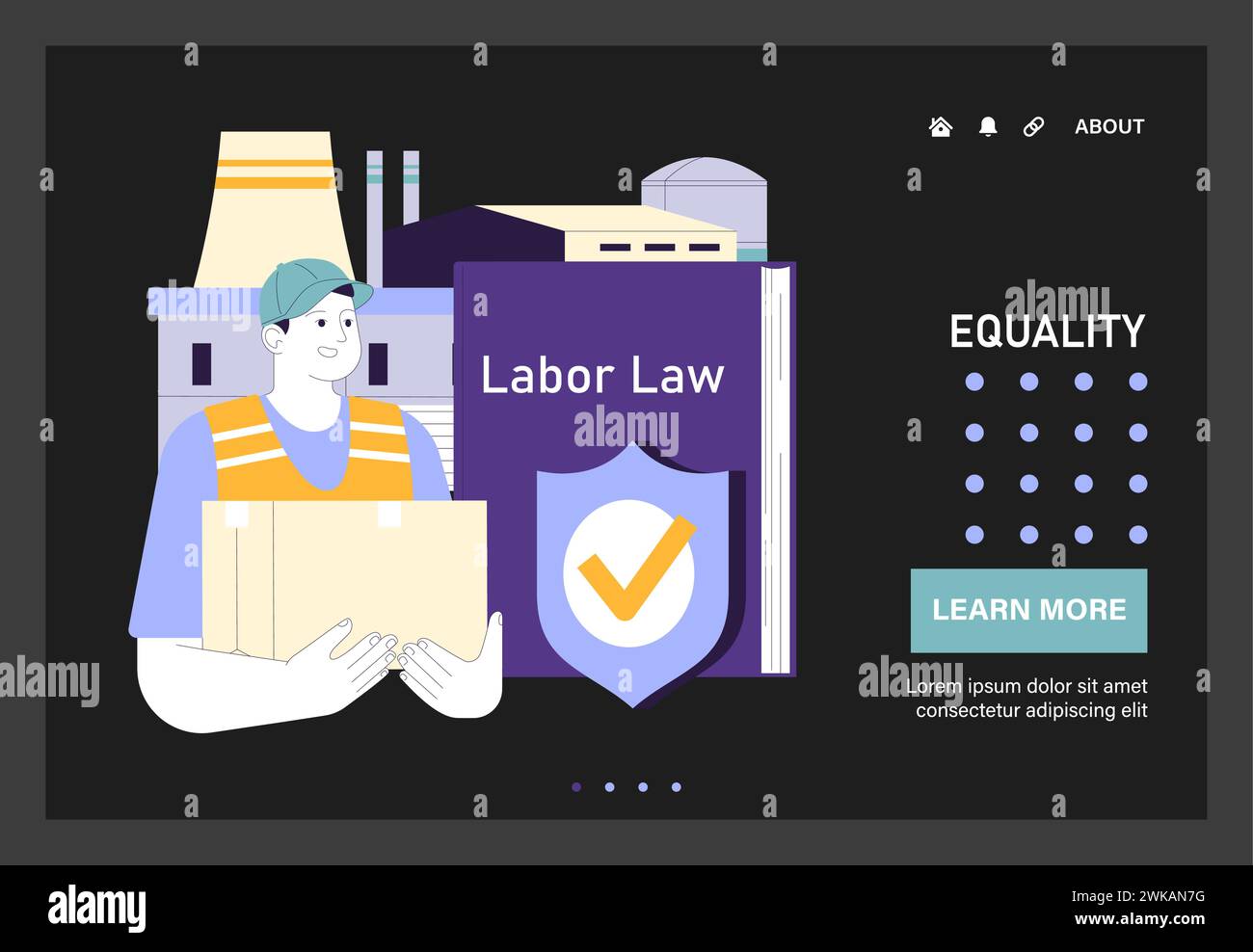 Social equity web or landing. Labor rights in the industrial sector. Civil society and community ...