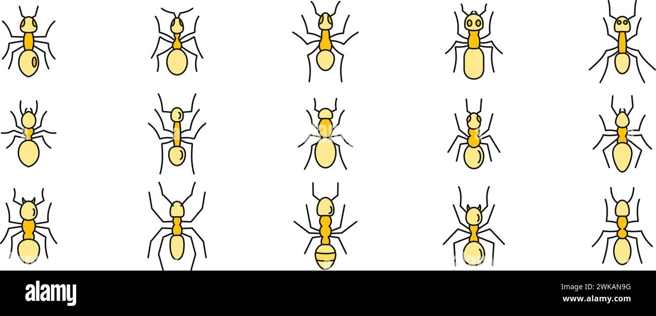 Wild ant icons set. Outline set of Wild ant vector icons thin line ...