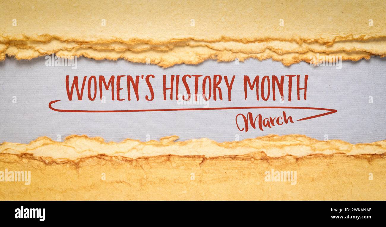 March Women History Month, handwriting on art paper, contributions of ...