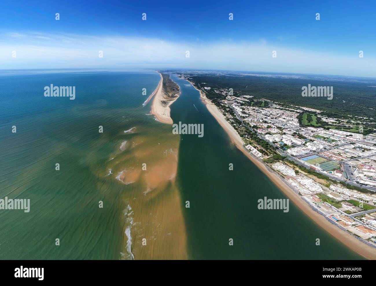 Aerial view of the Rompido Arrow (La Flecha del Rompido), a sand bank ...