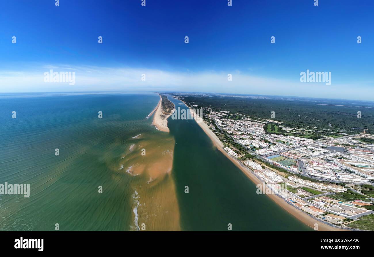 Aerial view of the Rompido Arrow (La Flecha del Rompido), a sand bank ...