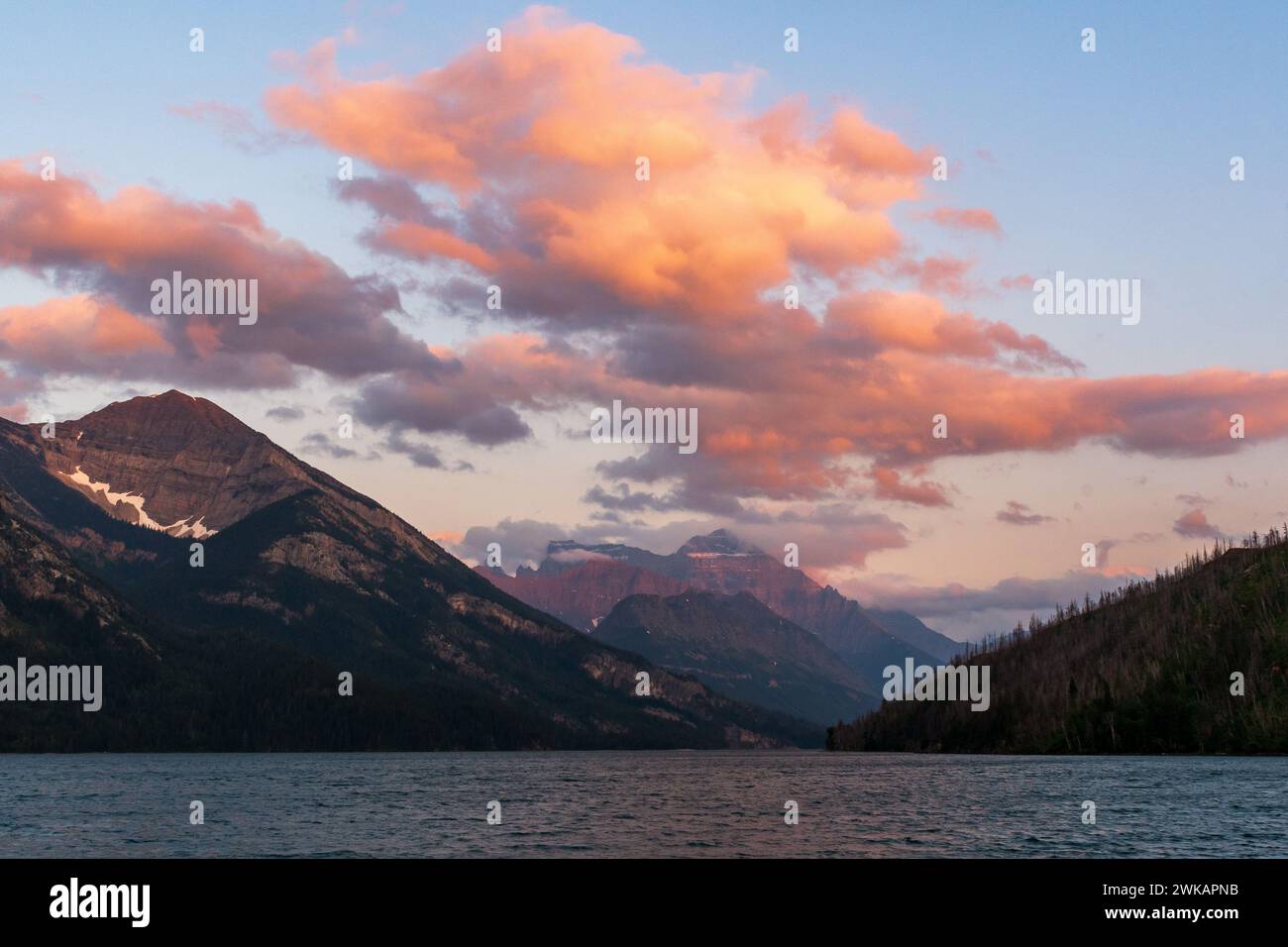 Amazing Sunset, Upper Waterton Lake, Waterton Lakes National Park ...