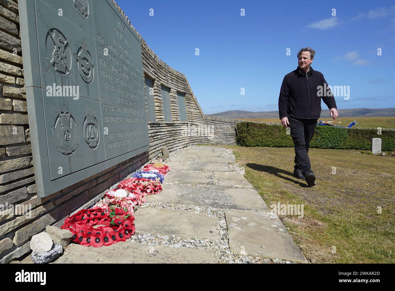 Foreign Secretary Lord David Cameron visits San Carlos Cemetery on the ...