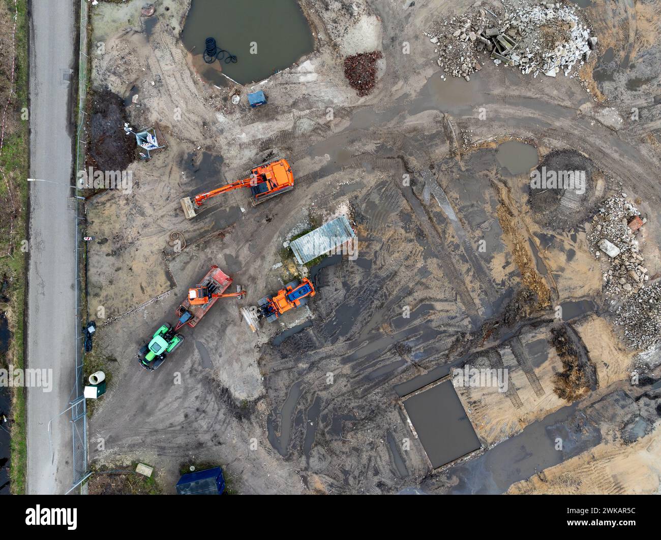 top down view of a construction site with some excavators Stock Photo ...