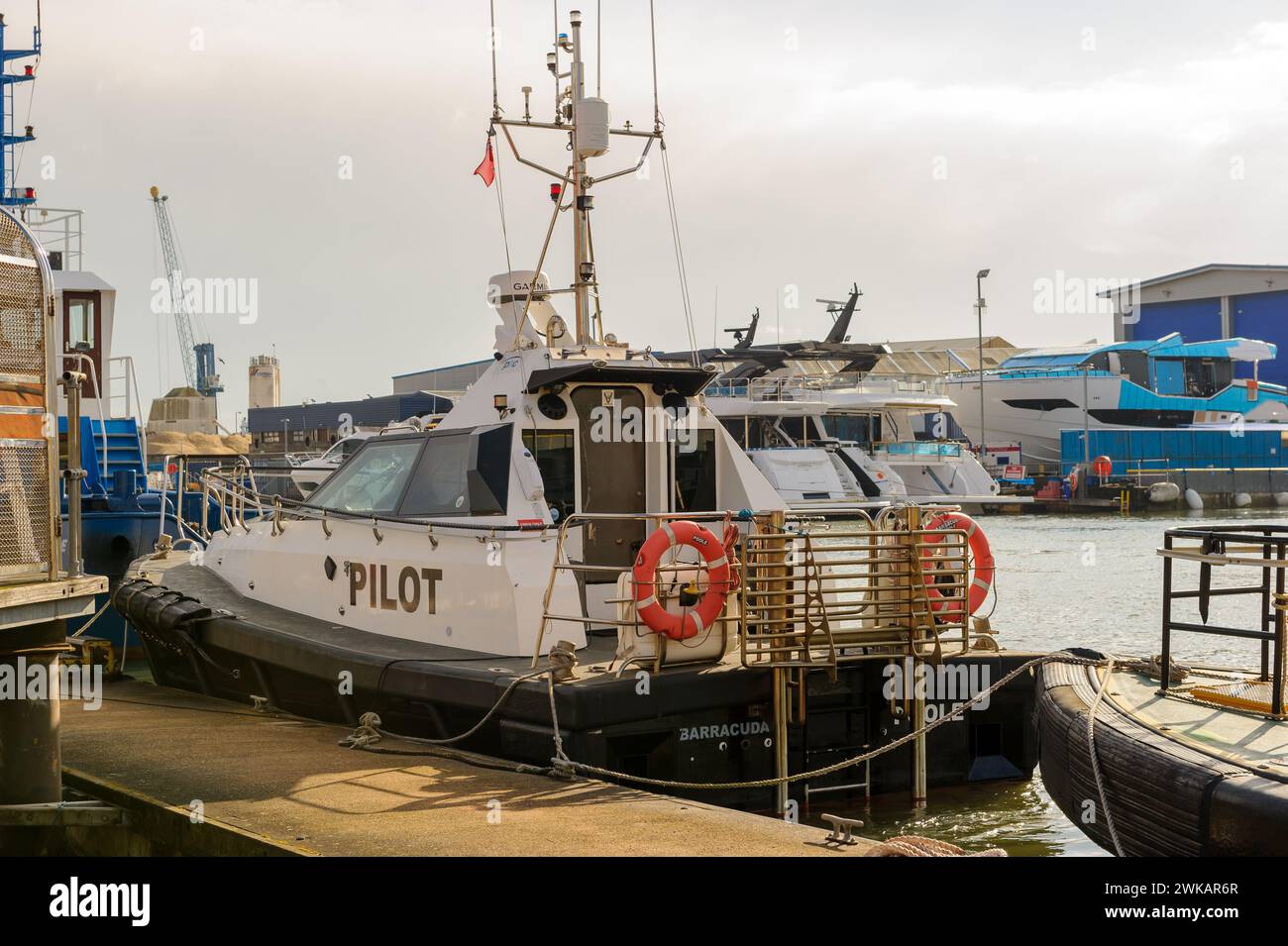 The Poole Harbour Pilot Boat, Poole, Dorset, England Stock Photo - Alamy