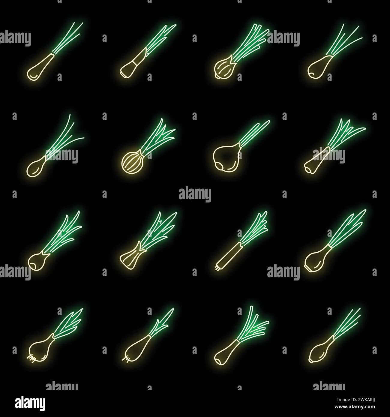 Farming chives icons set outline vector. Cooking plant. Fresh vegetable ...