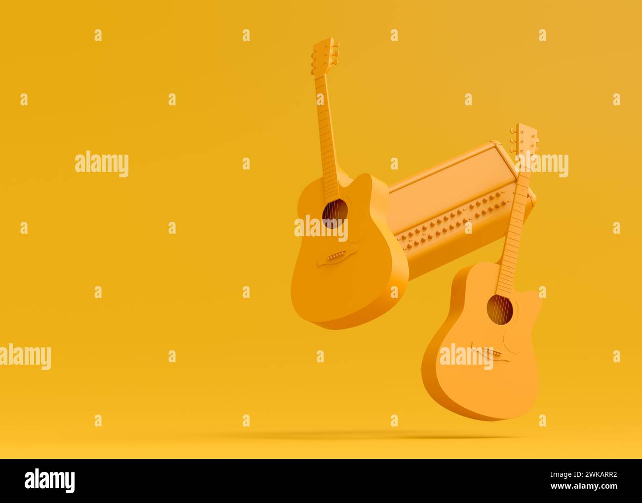 Set of electric acoustic guitars amplifiers on monochrome background ...