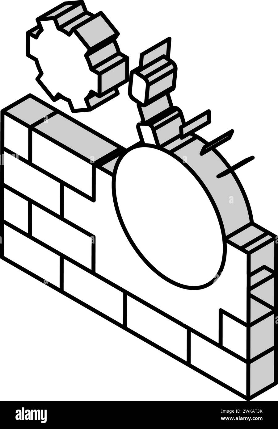 wall building construction dismantling isometric icon vector ...