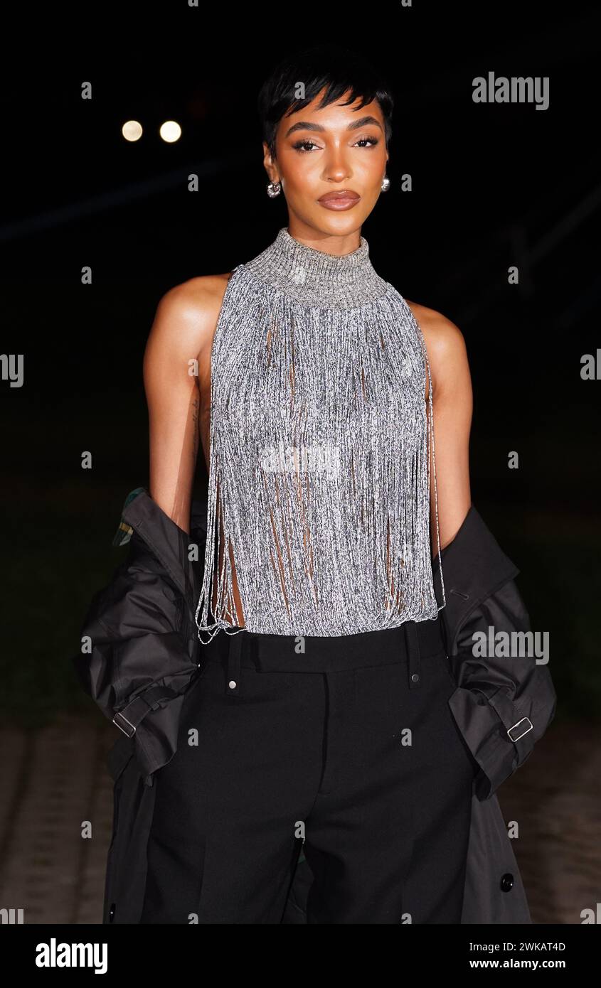 Jourdan Dunn attends the Burberry show in Victoria Park, east London ...