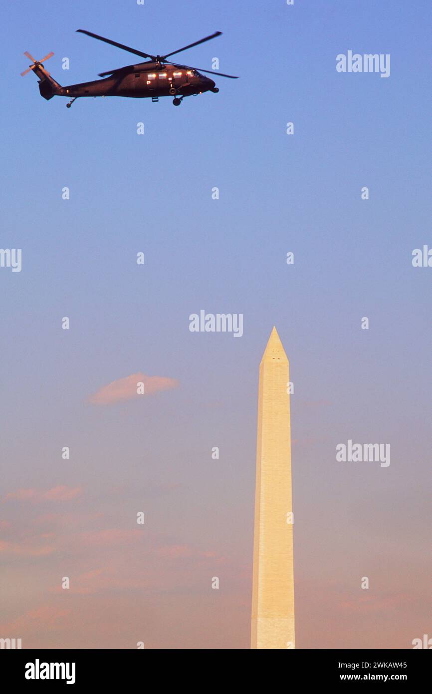 Marine One, Air Force One, Presidential helicopter flying over the ...