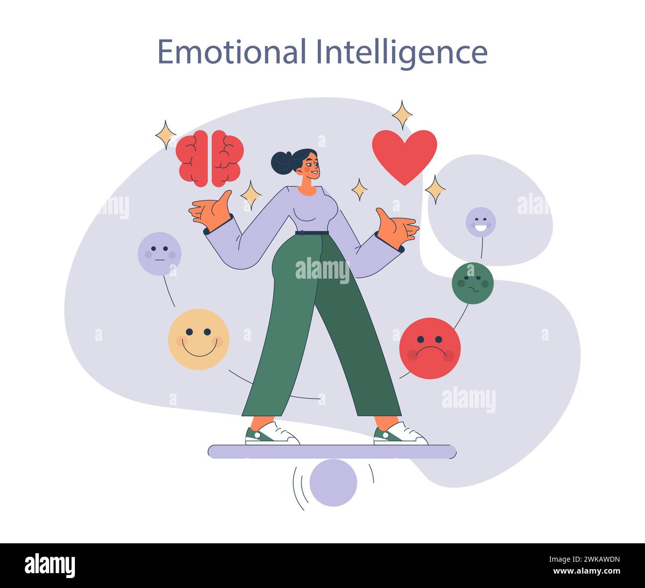 Emotional Intelligence. Woman balancing emotions with intellect ...