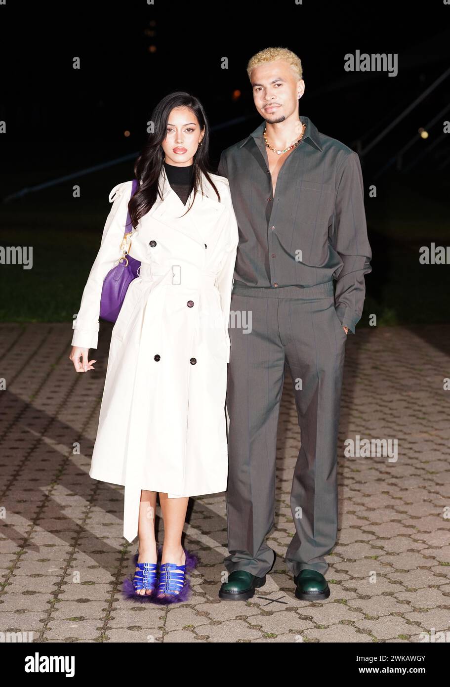 Dele Alli (right) and guest attend the Burberry show in Victoria Park ...
