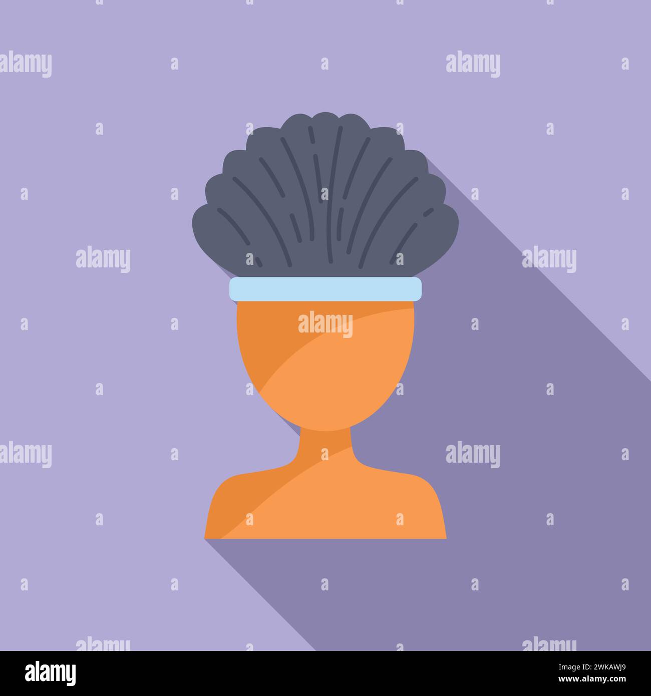 Woman curly hair icon flat vector. Wig model fashion. Volume hairstyle ...