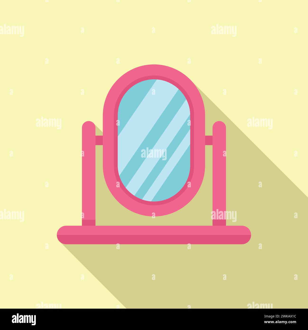 Home pink mirror icon flat vector. Face beauty. Shampoo spiral ...