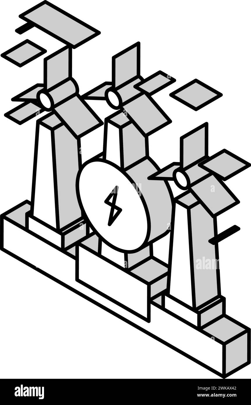 wind electricity construction isometric icon vector illustration Stock ...