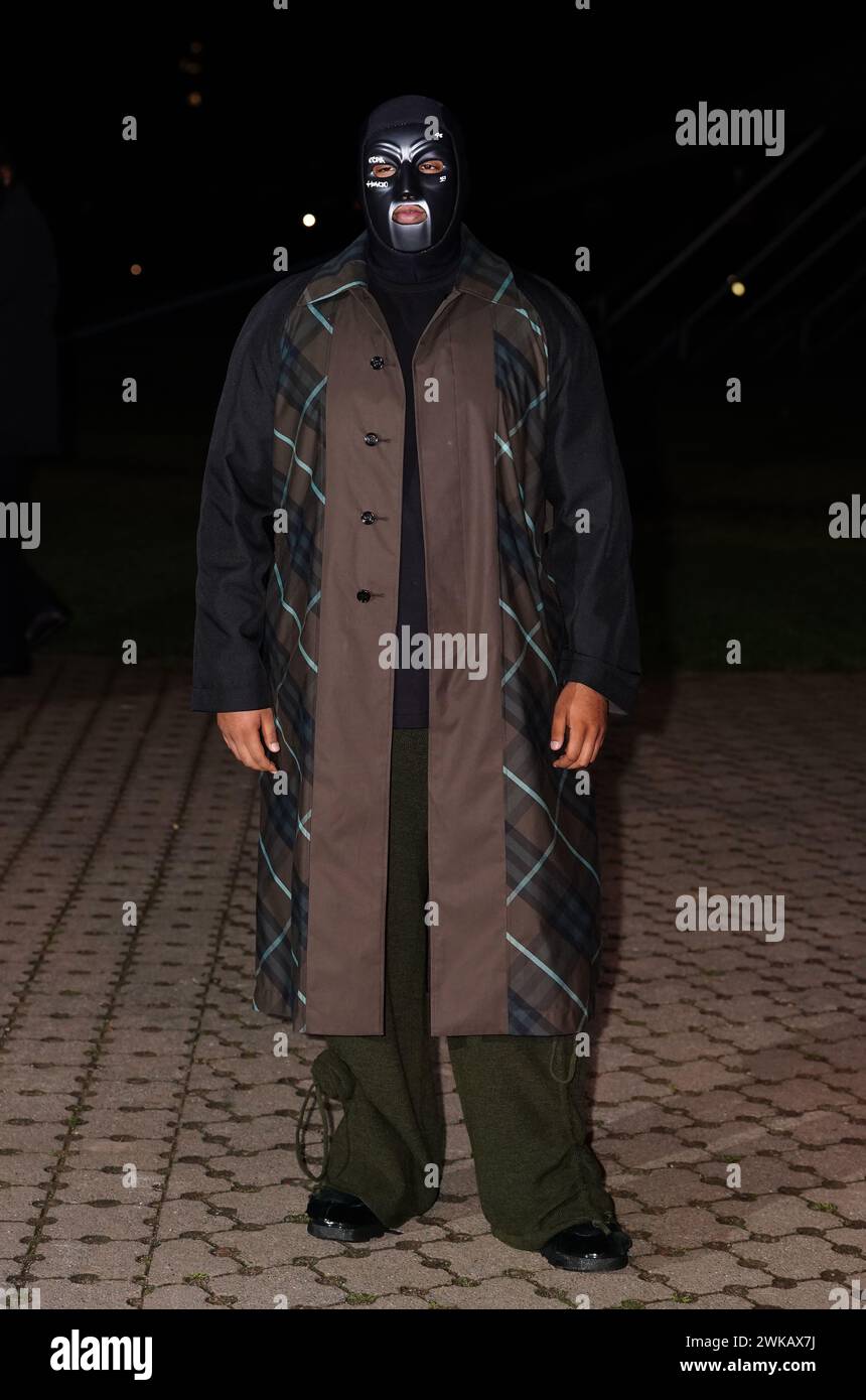 M Huncho attends the Burberry show in Victoria Park, east London during ...