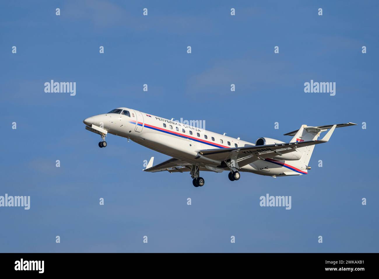 Republic Of Serbia Embraer EMB-135BJ Legacy with The YU-SRB Flag lands ...