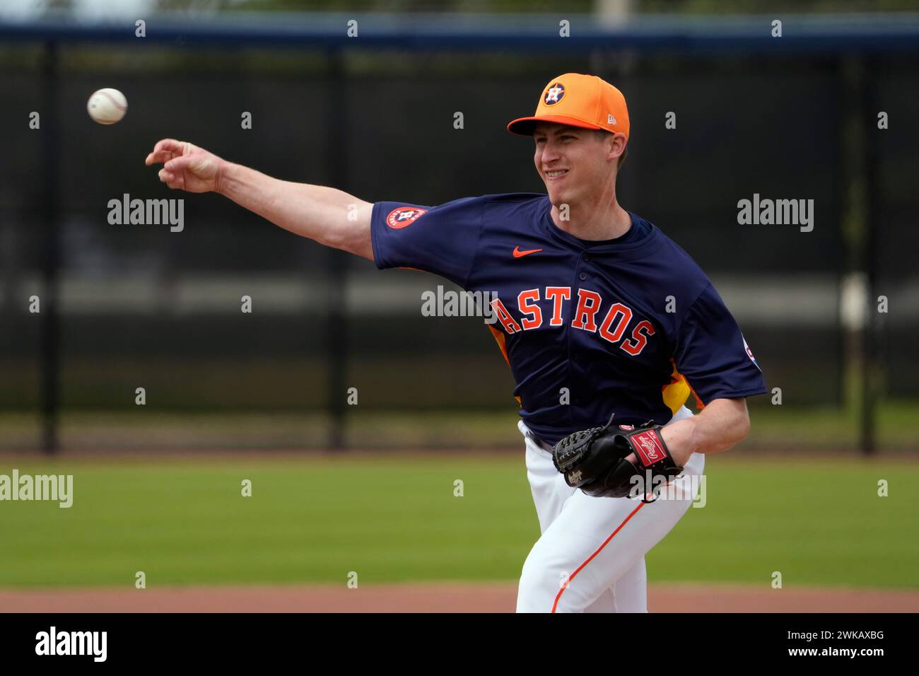 Houston Astros pitcher Drew Strotman throws live batting practice ...