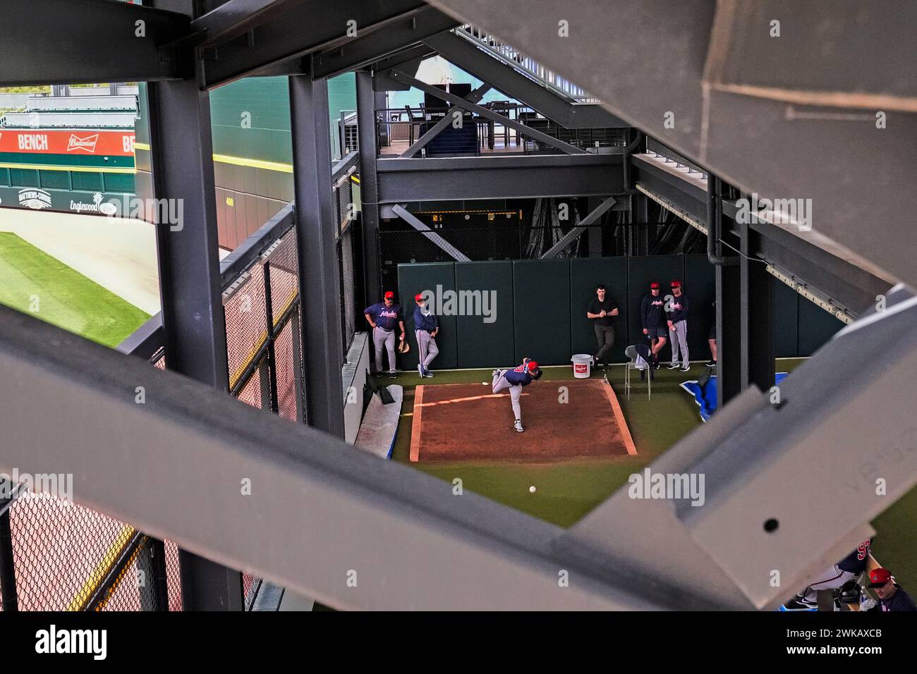 Atlanta Braves pitcher Spencer Strider warms up in the bullpen during ...