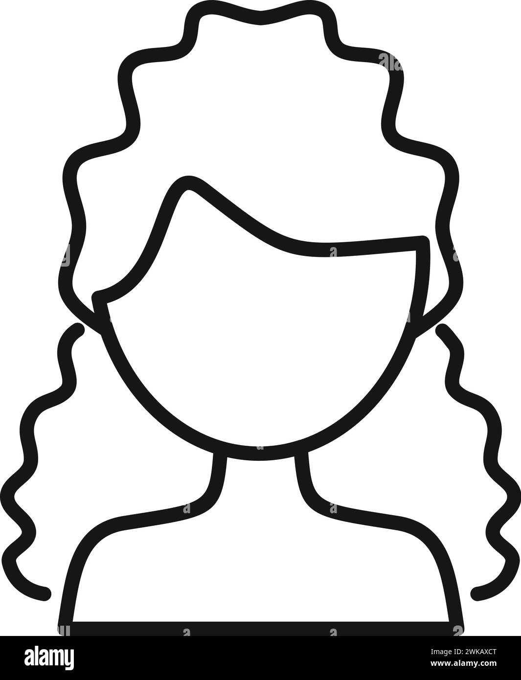 Long curly hairs icon outline vector. Woman fashion model. Care salon ...