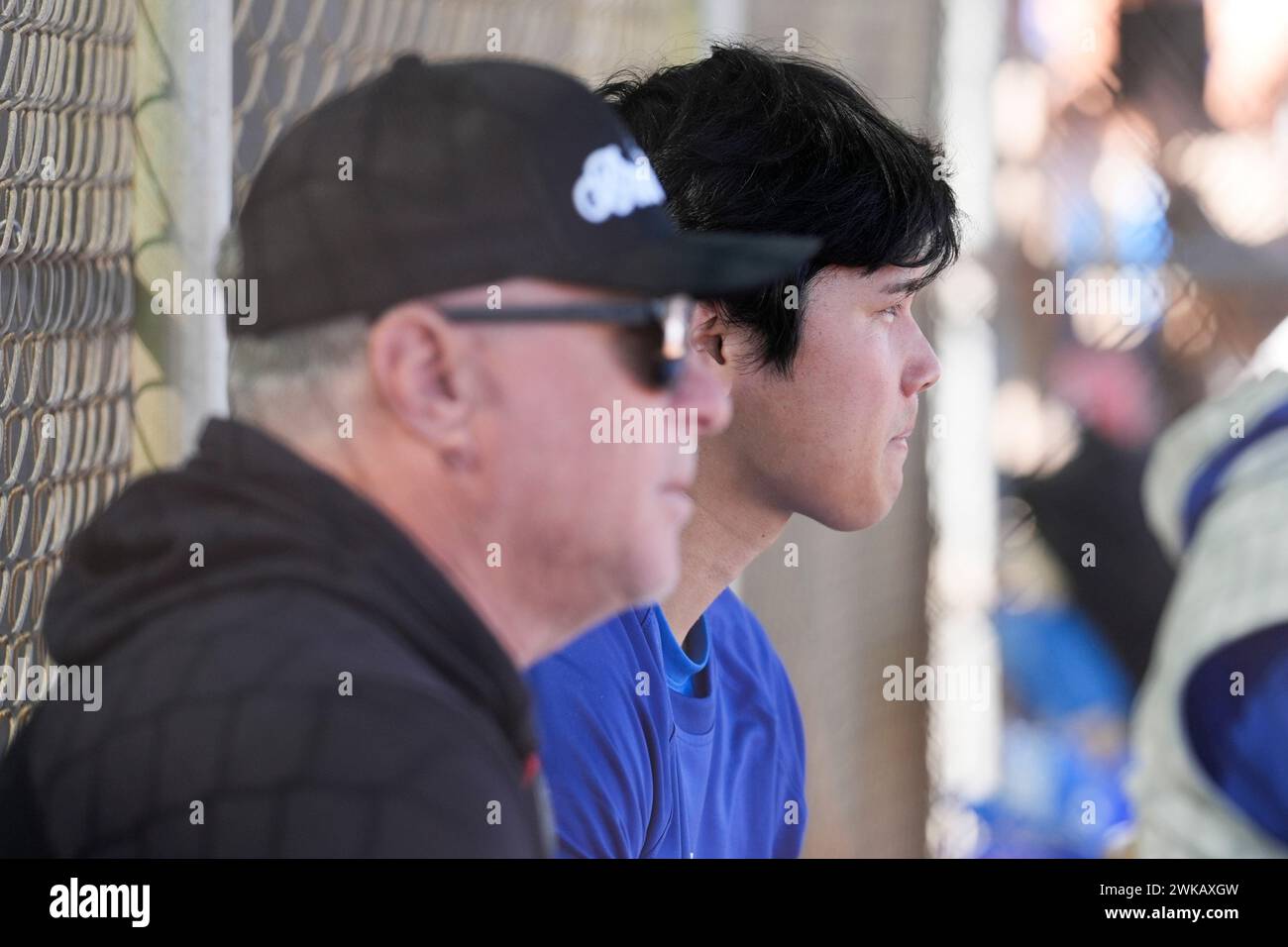 Former Los Angeles Angels manager Phil Nevin, left, sits with Los ...