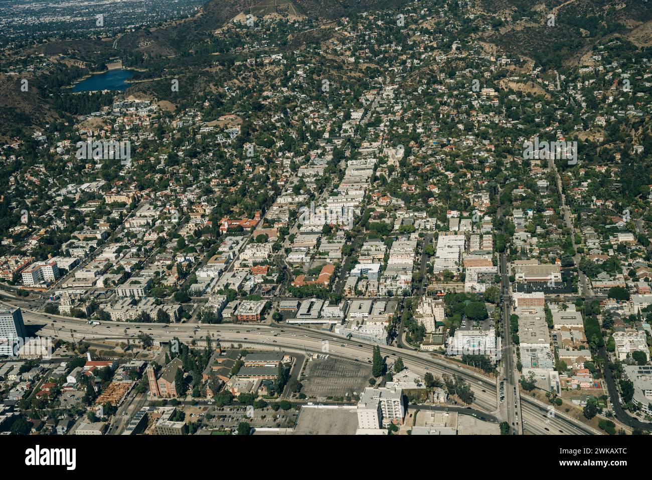 aerial view of Los Angeles with busy freeway . High quality photo Stock ...