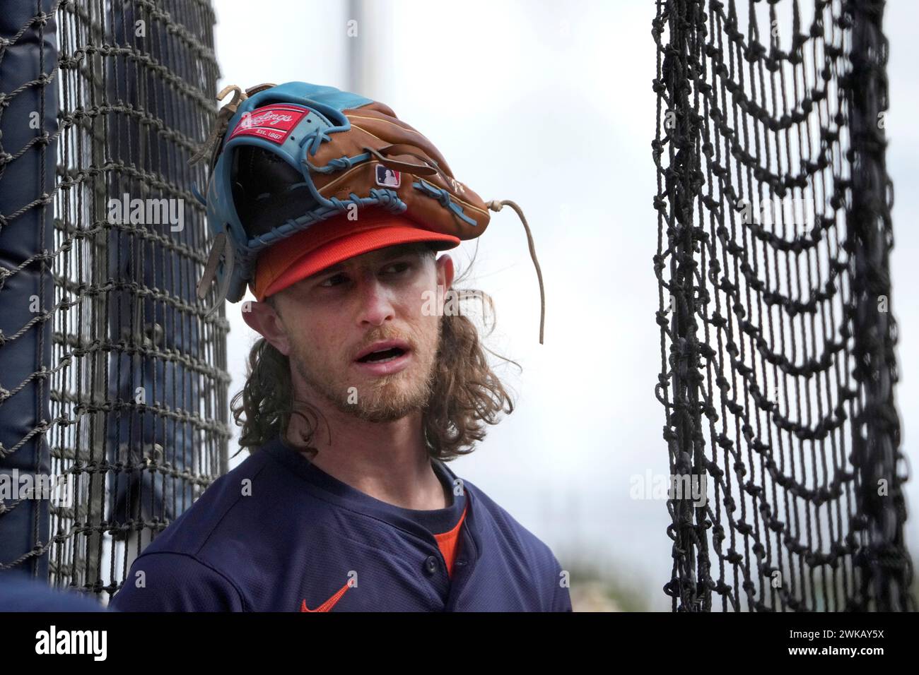 Houston Astros pitcher Josh Hader heads off the field after throwing ...
