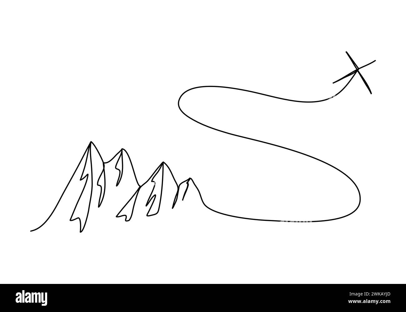 Mountain route one line drawing vector illustration Stock Vector Image ...