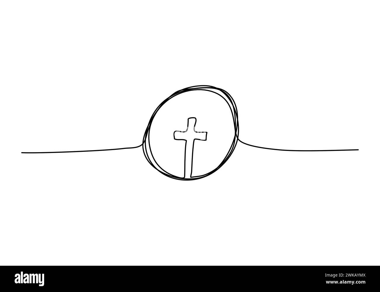 Christian cross one line drawing vector illustration Stock Vector Image ...