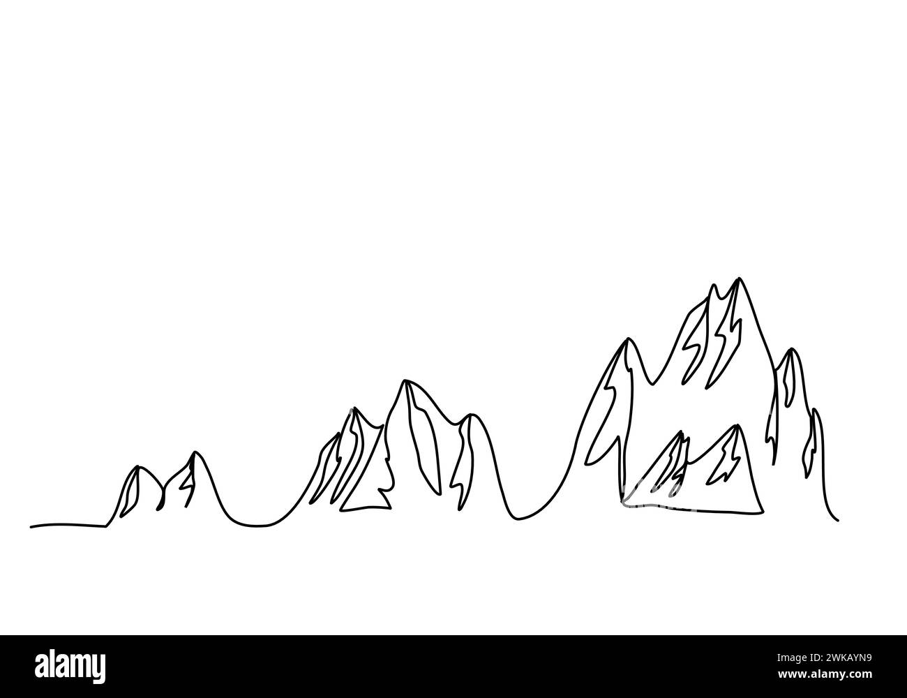 Mountains one line drawing vector illustration Stock Vector Image & Art ...