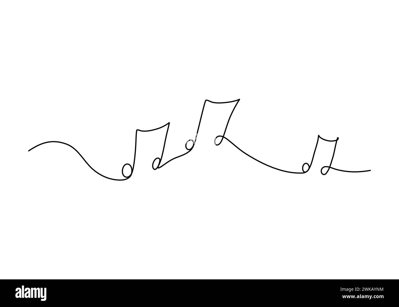 Music notes one line drawing vector illustration Stock Vector Image ...