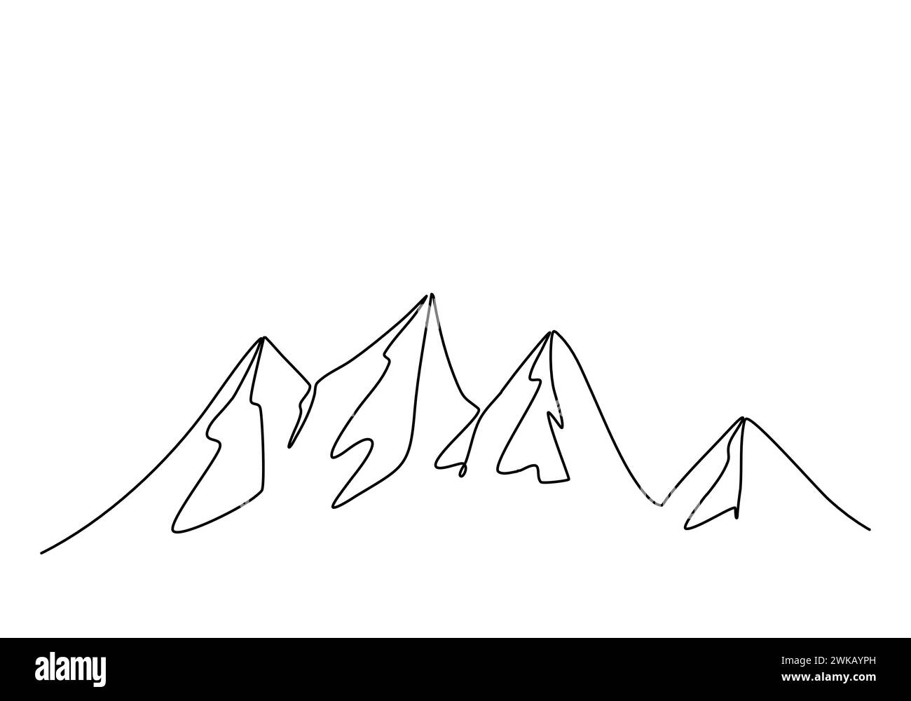 Mountains one line drawing vector illustration Stock Vector Image & Art ...