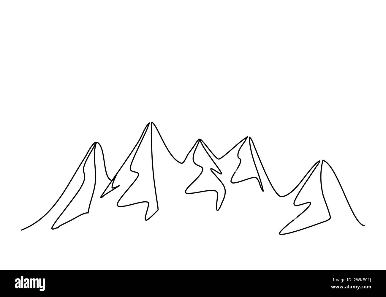 Mountains one line drawing vector illustration Stock Vector Image & Art ...