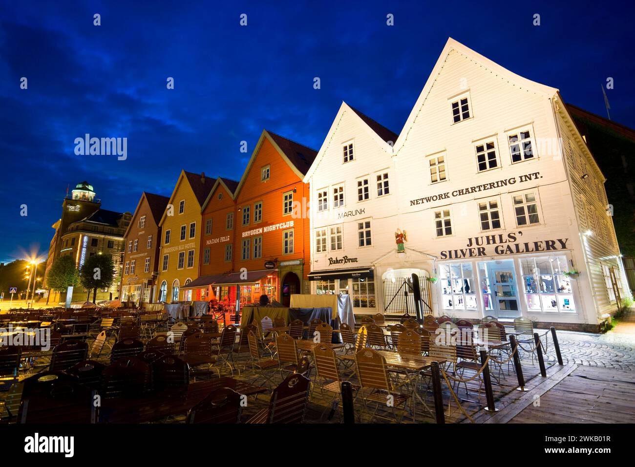 Hanseatic buildings of Bryggen - historic harbour district in Bergen ...