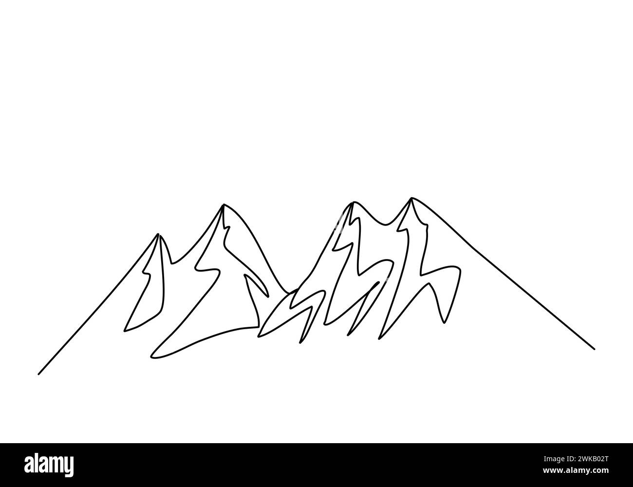 Mountains one line drawing vector illustration Stock Vector Image & Art ...