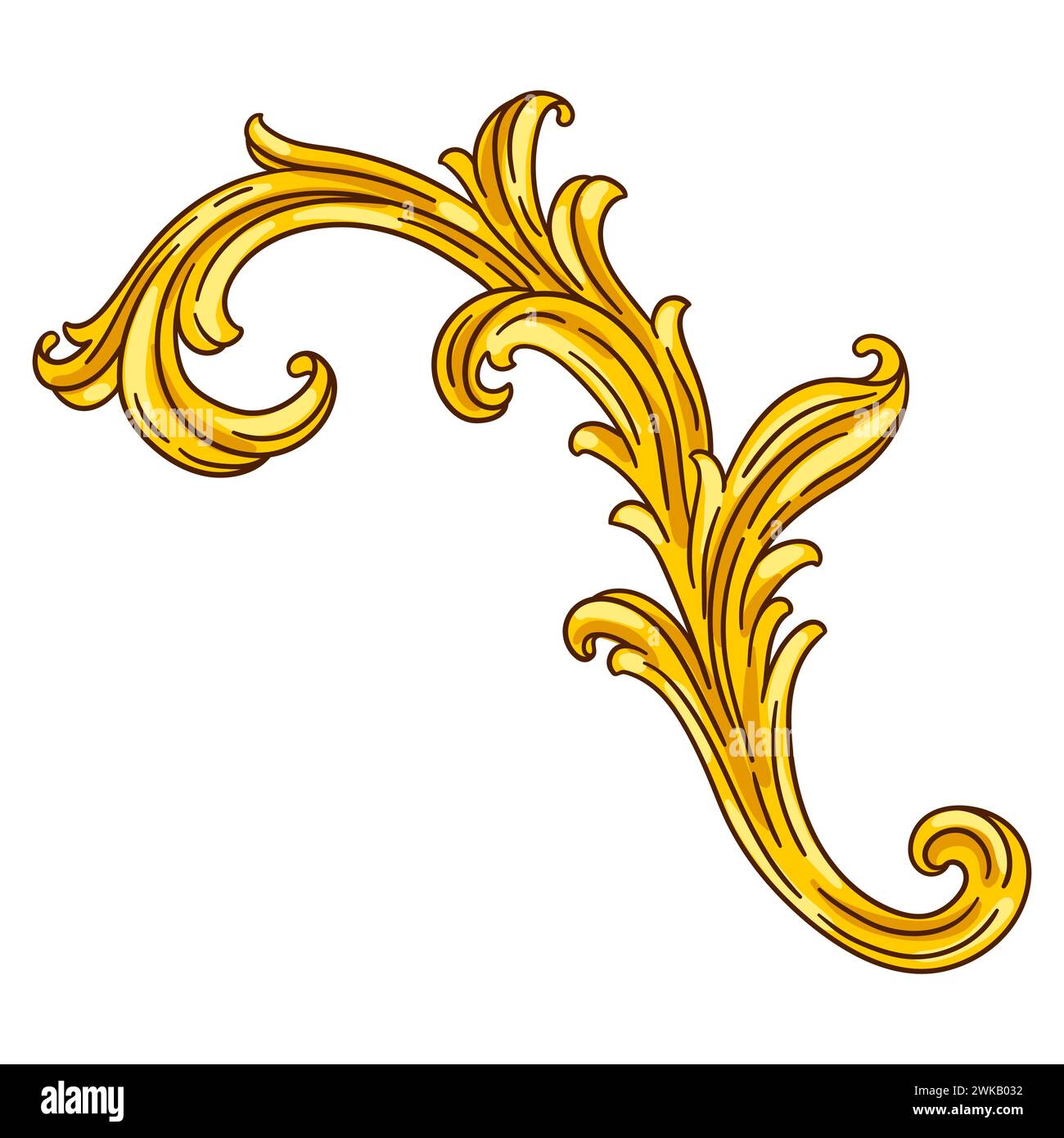Floral element in baroque style. Decorative curling plant Stock Vector ...