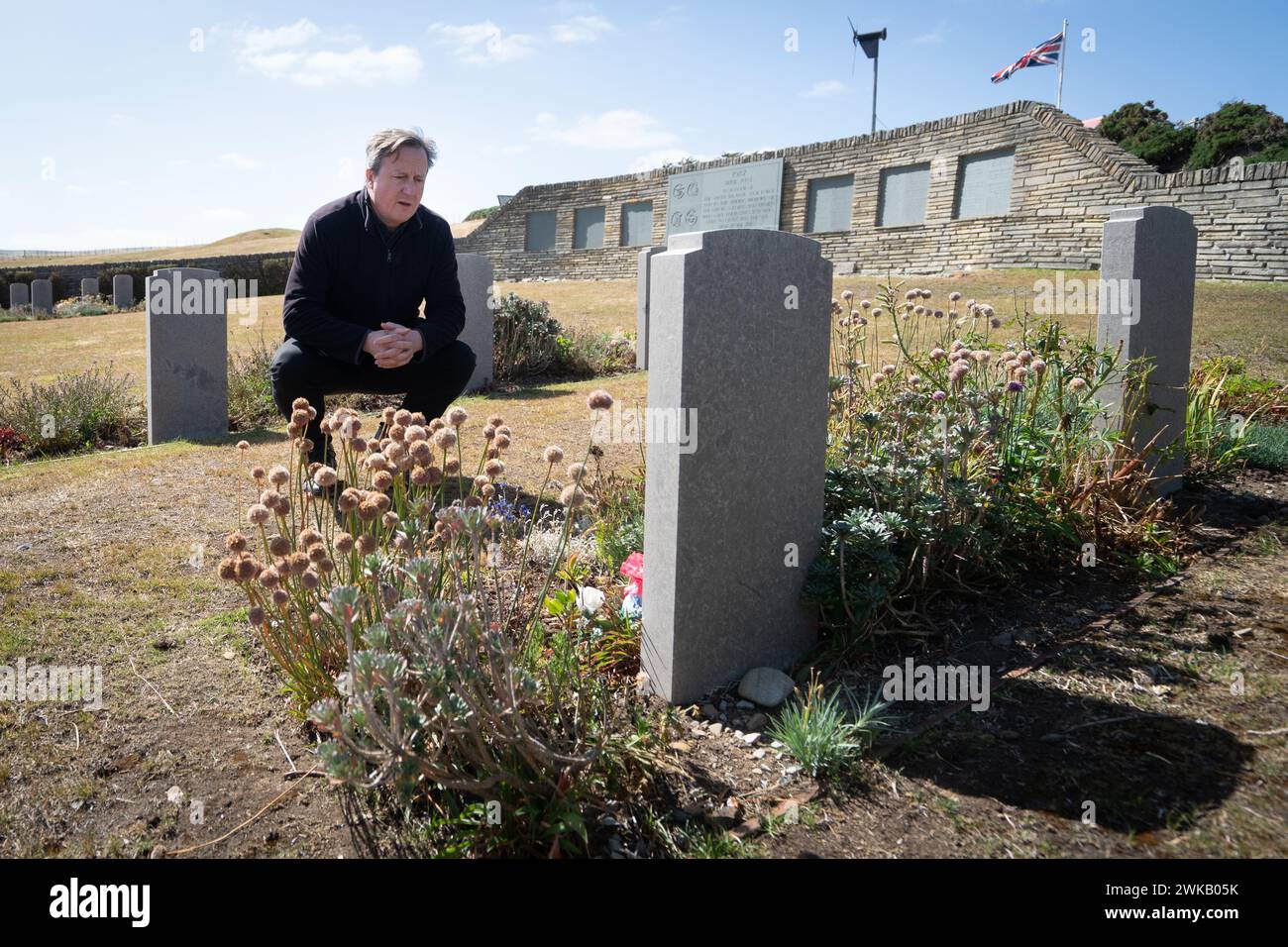 Foreign Secretary Lord David Cameron visits San Carlos Cemetery on the ...