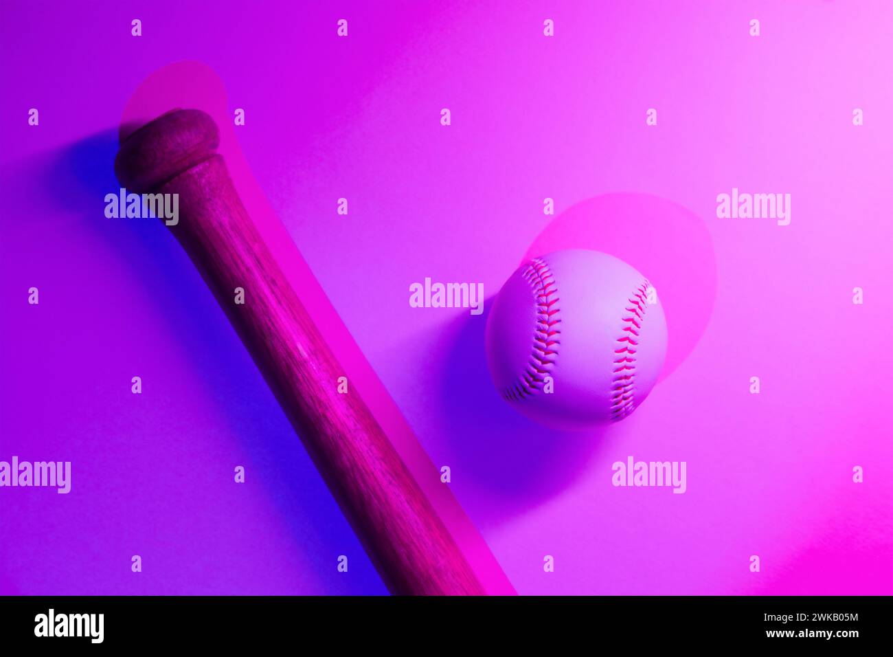 Baseball bat and ball on pink background. Horizontal sport theme poster ...