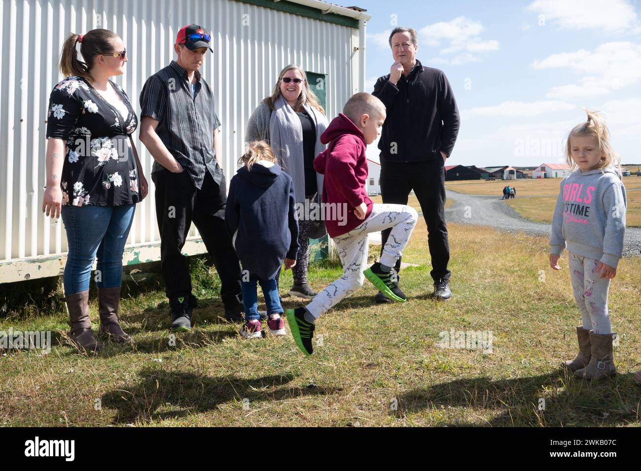 Foreign Secretary Lord David Cameron meets local people at Goose Green ...