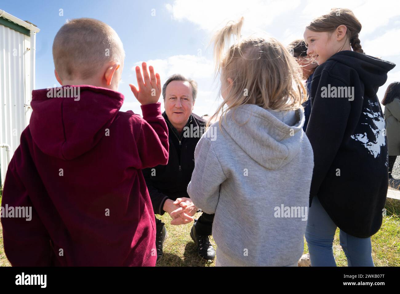 Foreign Secretary Lord David Cameron meets local people at Goose Green ...