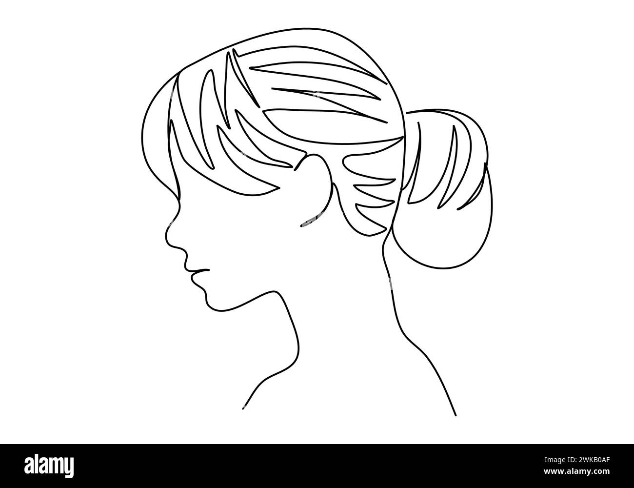 Woman face in profile one line drawing vector illustration Stock Vector ...