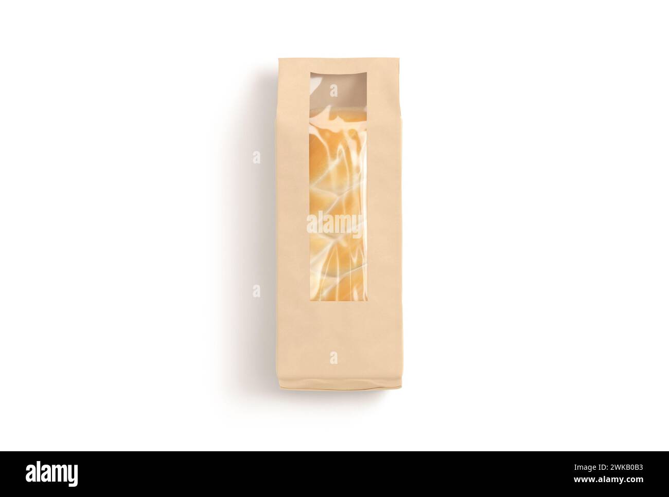 Blank craft paper pack with window for bread mockup, isolated, 3d ...