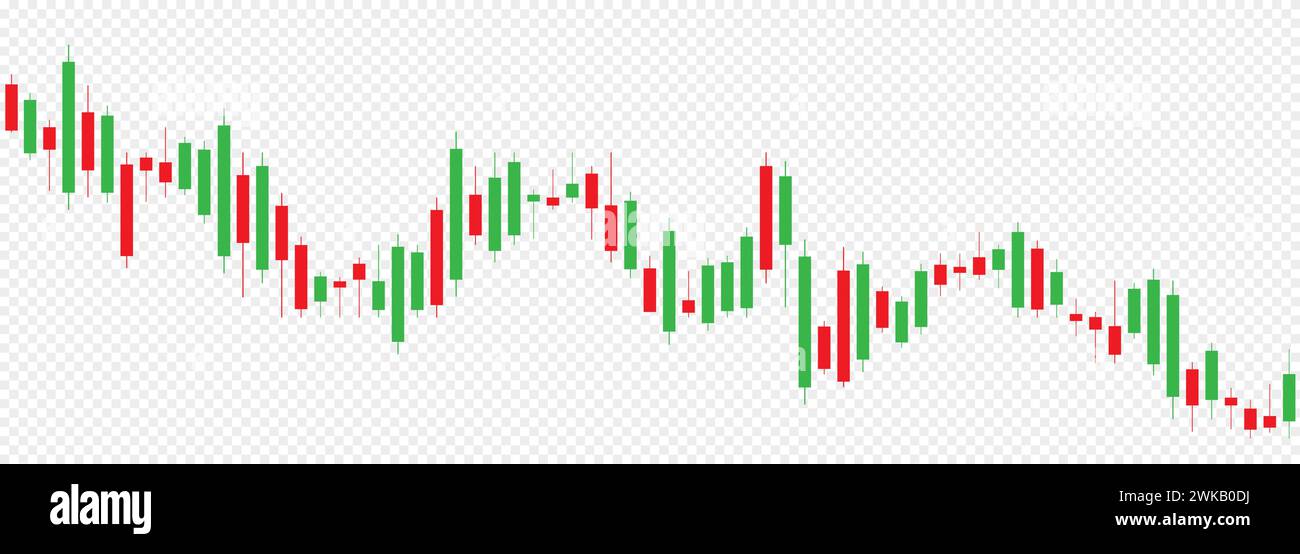 A chart of crypto candlesticks on a transparent background. An economic ...