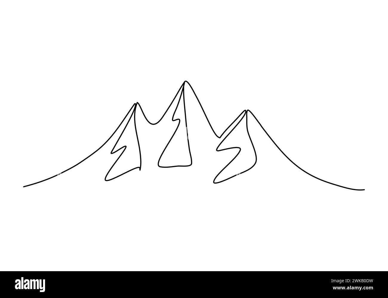 Mountains one line drawing vector illustration Stock Vector Image & Art ...
