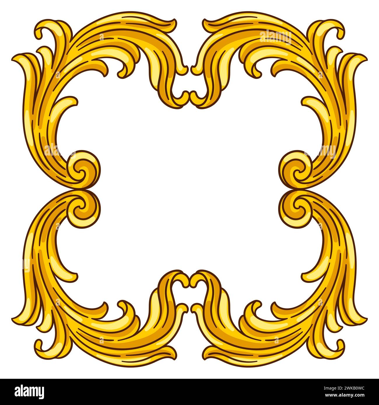 Floral frame in baroque style. Decorative curling plant Stock Vector ...