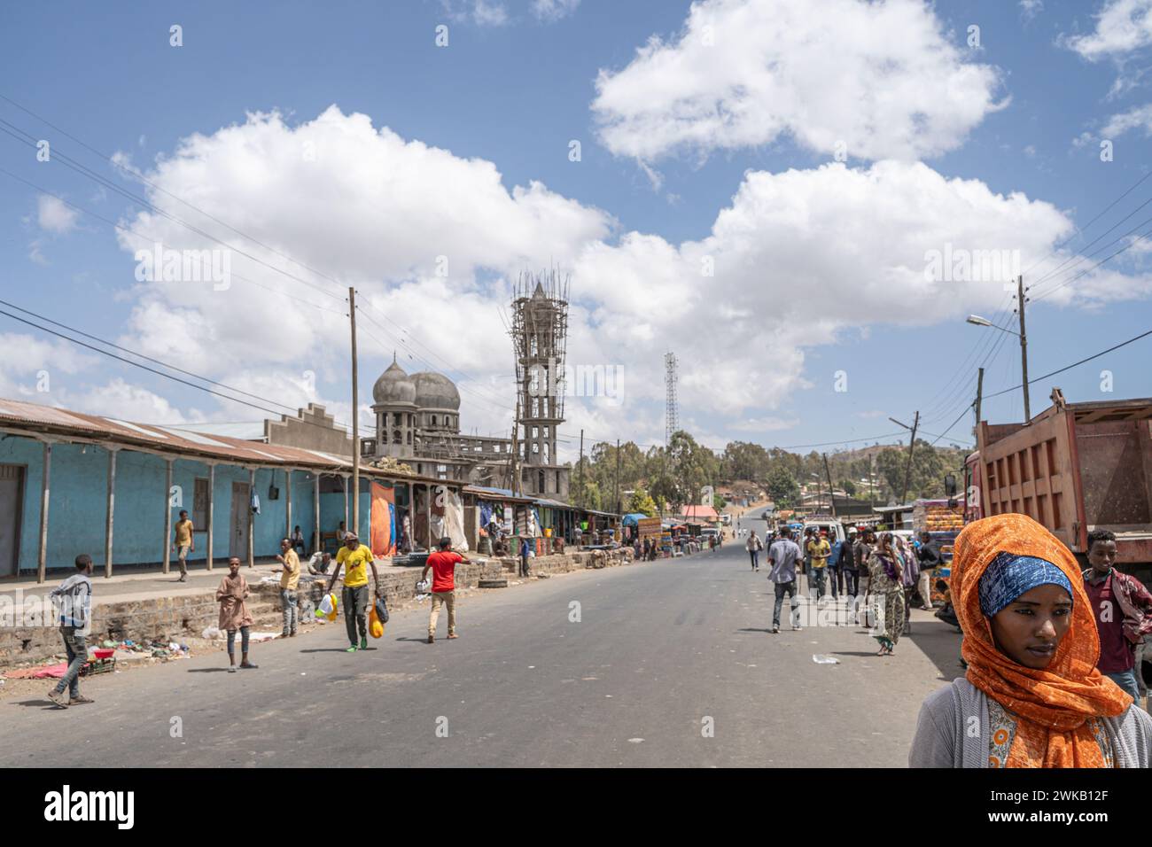In the highlands of Abyssinia, village in the Semien Mountains, Street ...