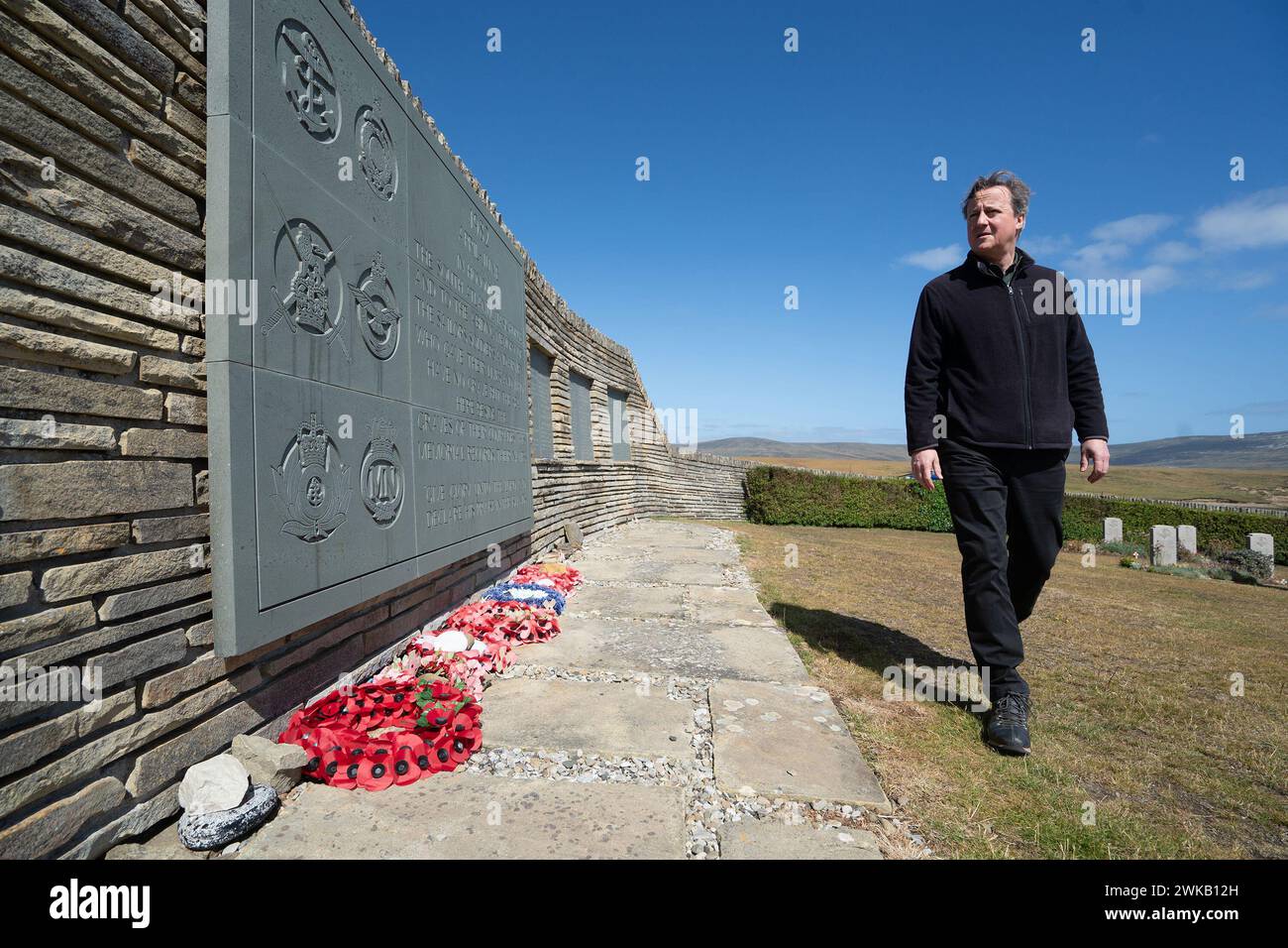 Foreign Secretary Lord David Cameron visits San Carlos Cemetery on the ...