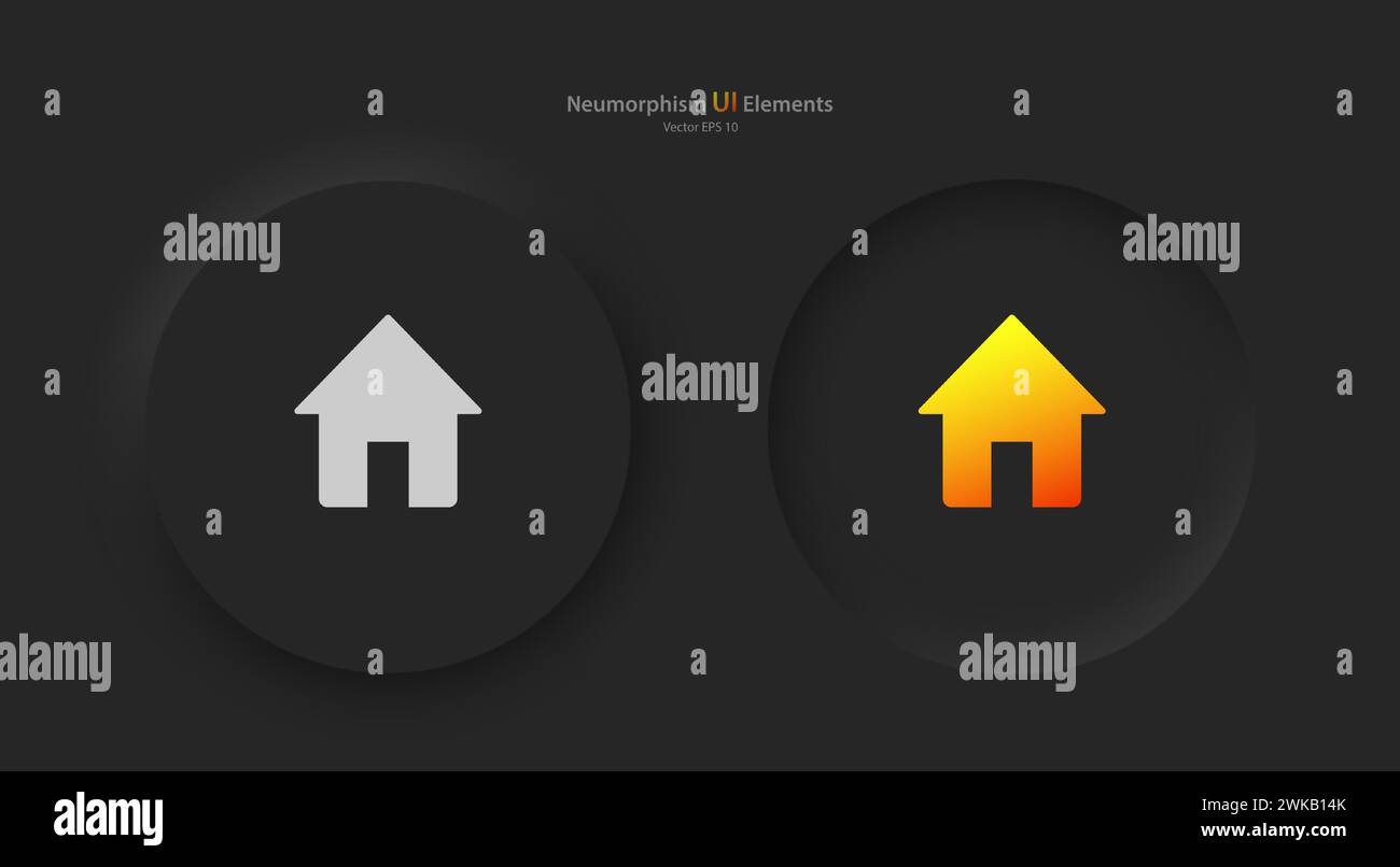A set of round buttons with gray and yellow home symbols Stock Vector ...