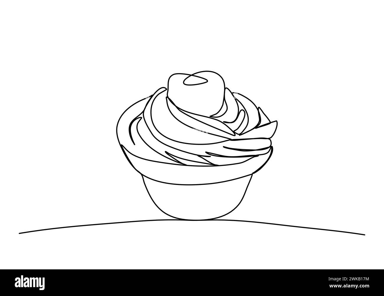 Cupcake one line drawing vector illustration Stock Vector Image & Art ...