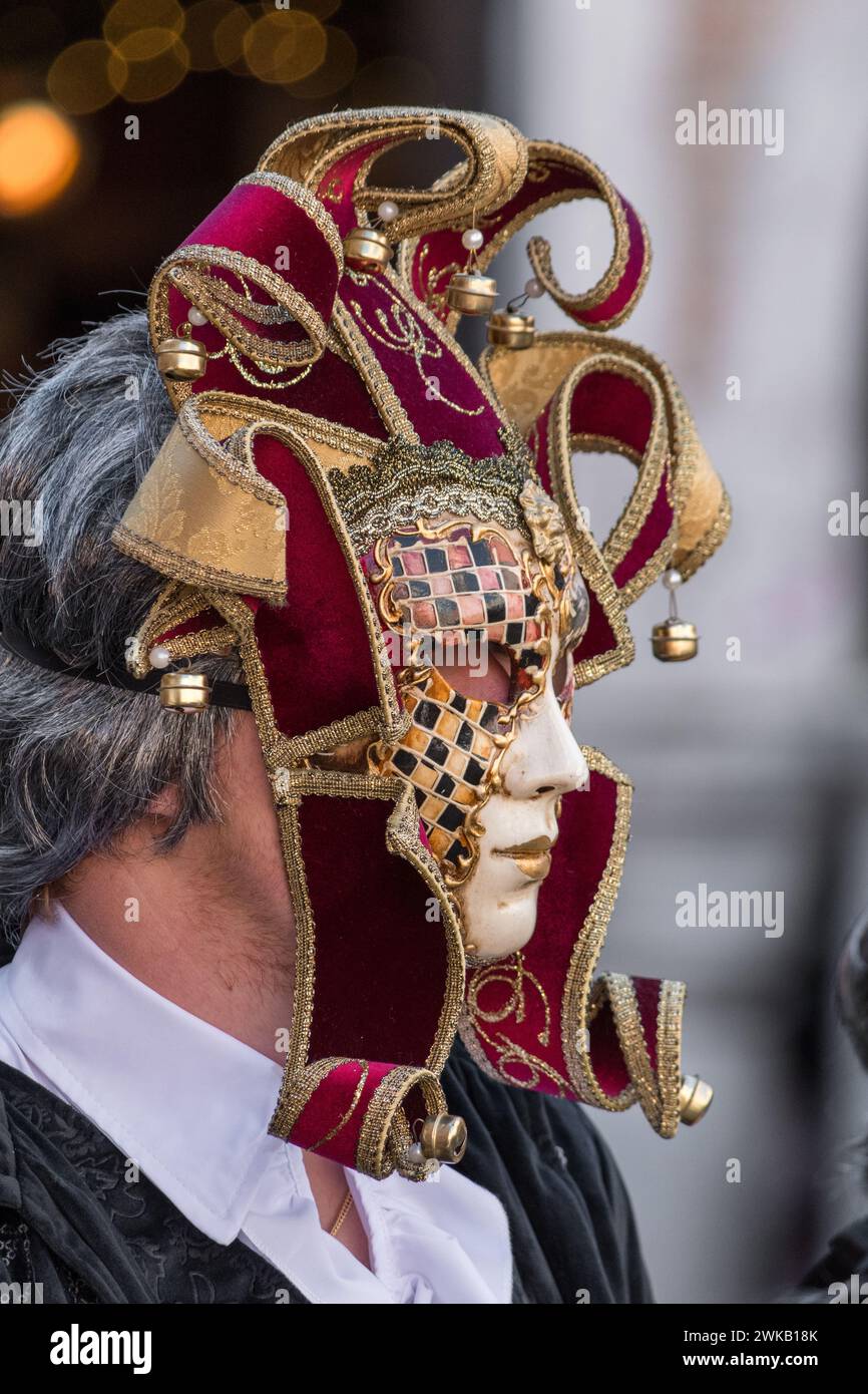 Venice, Italy - February 13th, 2024: Sunny day at the Venice carnival ...